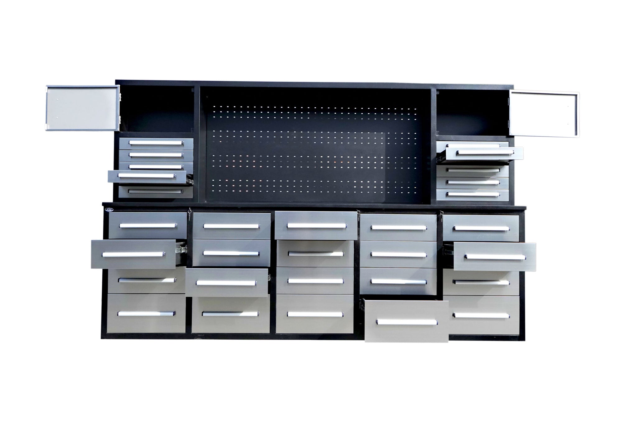 Steelman 10' Stainless Steel Garage Cabinet Workbench (30 Drawers & 2 ...