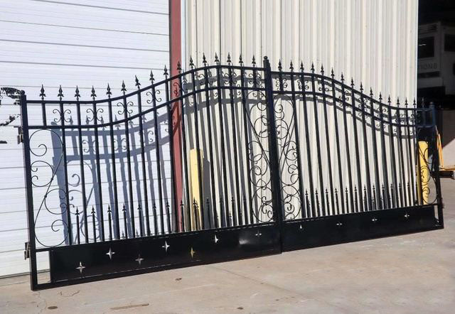 Greatbear Dual Swing Wrought Iron Gate with Curved Pattern – Chery ...
